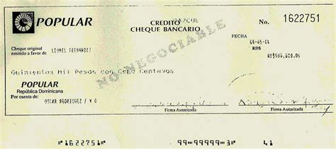 Revelan Cheque Del Banco Popular De Un Narcotraficante Apresado Por La