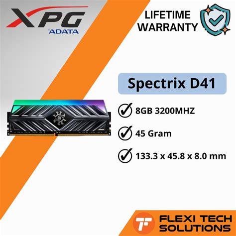 XPG SPECTRIX D41 RGB 3200 MHZ 8GB DDR4 RGB Gaming RAM Flexi Tech