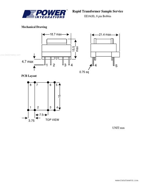 Ee16 Datasheet Pdf Rapid Transformer Sample Service Power Integrations