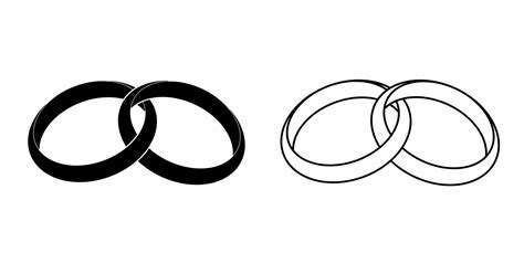 Outline Silhouette Wedding Rings Icon Set Isolated On White Background 15024546 Vector Art At