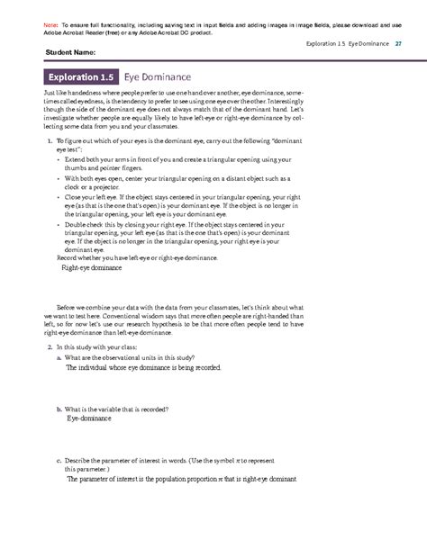 Exploration 1 5 Fall 2022 Math 114 Foundations Of Statistics Exploration 1 Eye Dominance 27