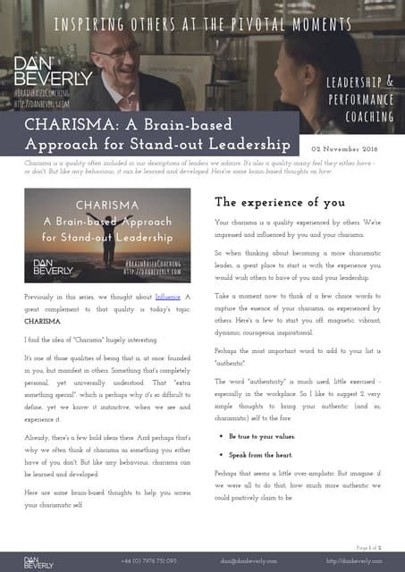 Charisma A Brain Based Approach For Stand Out Leadership Pdf
