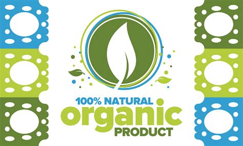 유기농 제품 100 자연스럽고 신선합니다 프리미엄 바이오 품질 음식 또는 화장품 템플릿입니다 녹색 잎 친환경 라이프스타일 폐기물 제로 배너 디자인 벡터 그림 0명에 대한