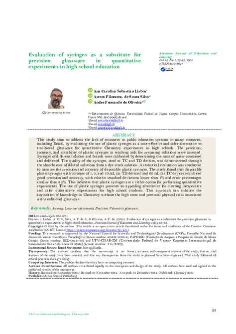 Pdf Evaluation Of Syringes As A Substitute For Precision Glassware In