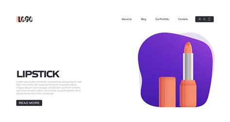 플랫 만화 스타일의 립스틱 콘셉트 컬러풀 벡터 일러스트레이션 미용 바디 케어 및 화장품 관련 현대 벡터 일러스트 사이트 방문