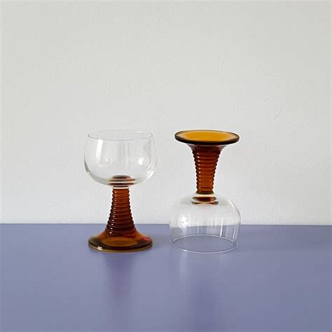 Amber Vintage German Wine Glasses Pair Btween Spaces