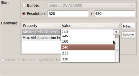 android eclipse emulator dpi can not be set over 320dpi stack