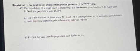 Solved 16pts Solve The Continuous Exponential Growth