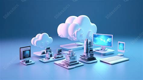 3d illustration of the cloud computing devices concept powerpoint