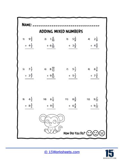 Adding Mixed Numbers Worksheets 15 Worksheets Com