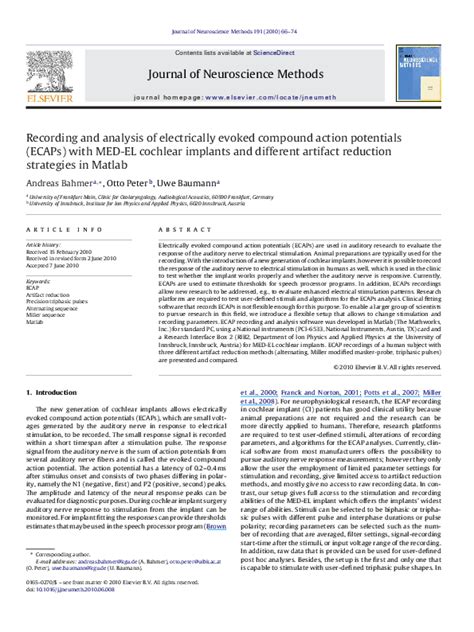 Pdf Recording And Analysis Of Electrically Evoked Compound Action Potentials Ecaps With Med