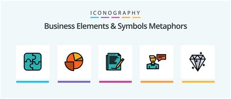 Business Elements And Symbols Metaphors Line Filled 5 Icon Pack Including download. up. puzzle ...