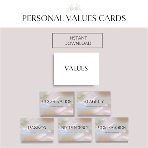 Core Values Cards Exercise ACT NEW DESIGNS Align On Values 80 Values Print At Home Etsy