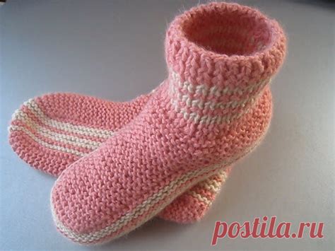 Вязаные тапочки на 2 х спицах с описанием Вераша о вязании в деталях Уроки по вязанию
