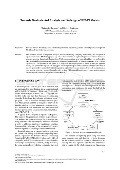 Pdf Towards Goal Oriented Analysis And Redesign Of Bpmn Models