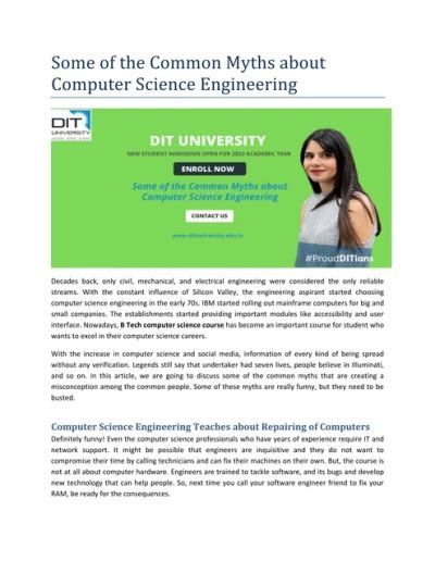 Some Of The Common Myths About Computer Science Engineering