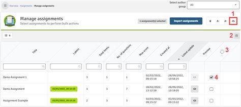 Exporting And Importing Assignments And Items Service Centre