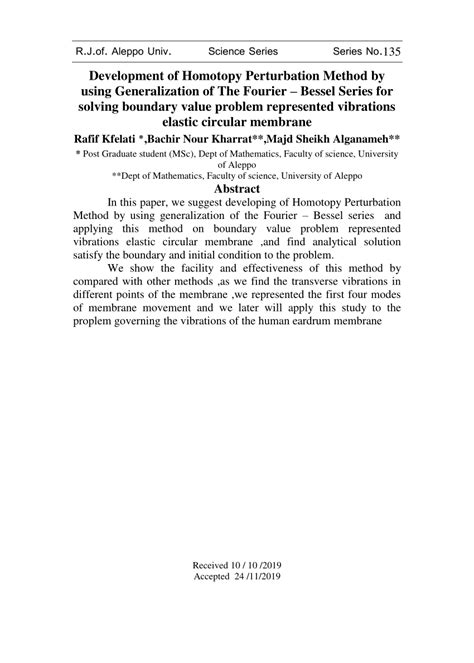 Pdf Development Of Homotopy Perturbation Method By Using Generalization Of The Fourier Bessel