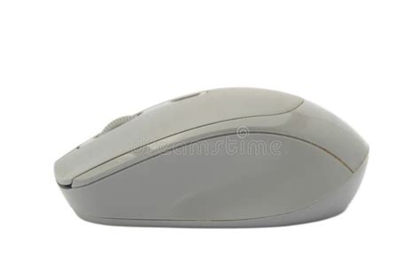 Gray Computer Mouse With Scroll Wheel Isolated On White Background Featuring Sleek Ergonomic
