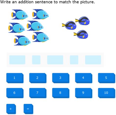 Ixl Write Addition Sentences For Pictures Sums Up To 10 Kindergarten Math