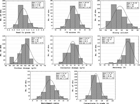 histogram and descriptive statistics of process input and output