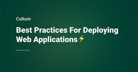 Best Practices For Deploying Web Applications
