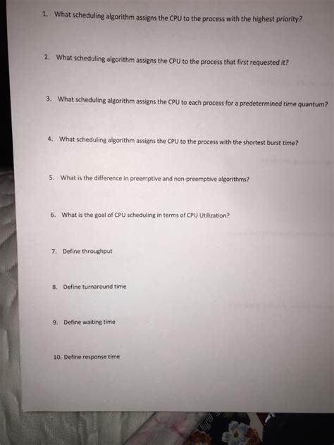 Solved What Scheduling Algorithm Assigns The CPU To The Chegg Com