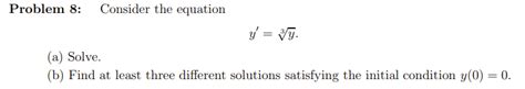 Solved Problem Consider The Equation Y Y A Solve Chegg Com