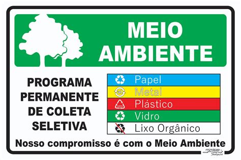 Placa Meio Ambiente Programa Permanente de Coleta Seletiva Afonso Sinalizações