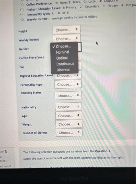Solved For The Following Variables Identify The Type Of