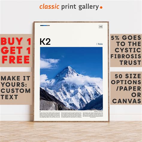 K2 Print K2 Wall Art K2 Color Poster With Text Personalized Birthday