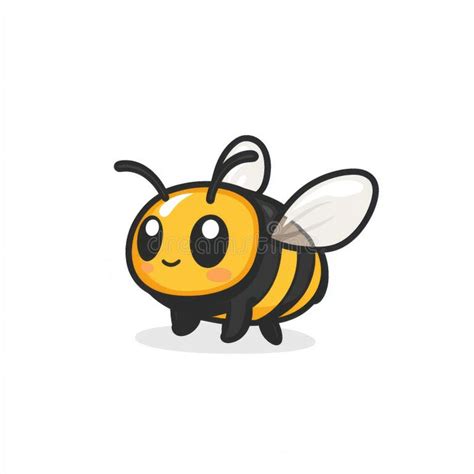 Cute Cartoon Bee Adorable Bumble Design Happy Insect Illustration Stock