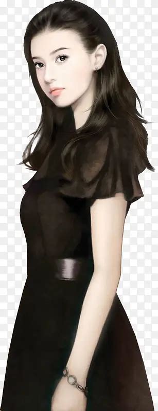 手绘黑裙长发 干净美女png图片素材下载图片编号10886869 Png素材网