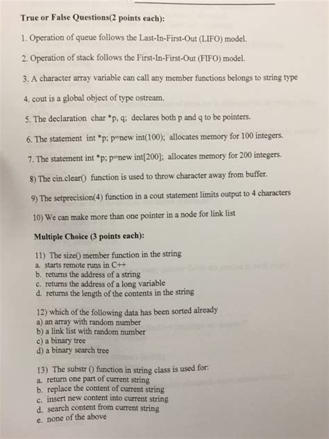 Solved Operation Of Queue Follows The Last In First Out