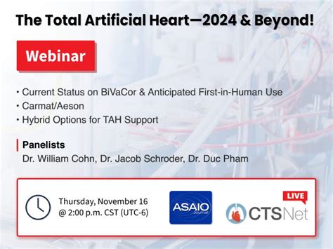 Ctsnet Cardiothoracic Surgery Network On Linkedin ⏳ Asaio Journal And Ctsnet Webinar In Two