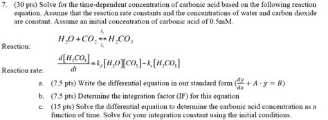 Solved Solve For The Time Dependent Concentration Of