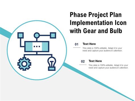 Phase Project Plan Implementation Icon With Gear And Bulb Powerpoint