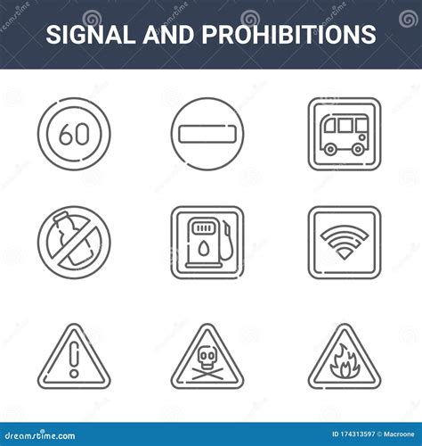 9 Signal And Prohibitions Icons Pack Trendy Signal And Prohibitions Icons On White Background