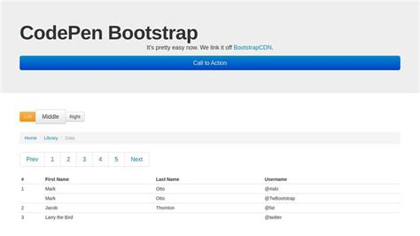 Example Of Bootstrap On Codepen
