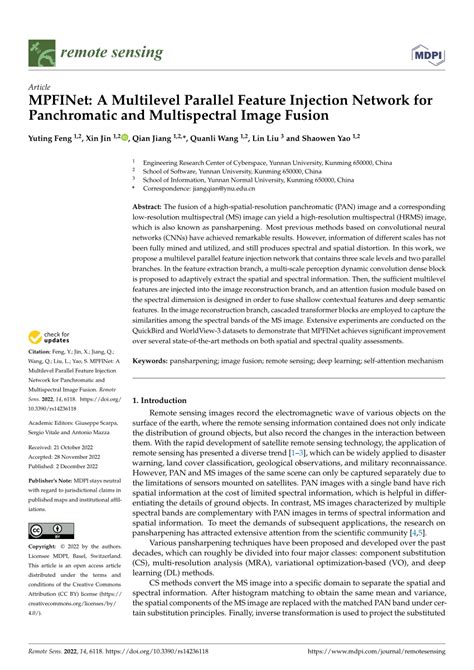 PDF MPFINet A Multilevel Parallel Feature Injection Network For Panchromatic And