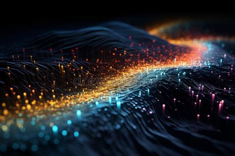 Dynamic Data Flow 3d Stream Art Merges Cyberpunk Blockchain Cybersecurity In Abstract Stock