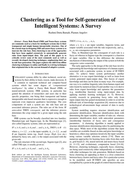 pdf clustering as a tool for self generation of intelligent systems