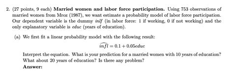 Solved 2 27 Points 9 Each Married Women And Labor Force Chegg Com