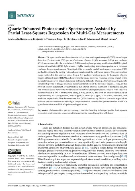 Pdf Quartz Enhanced Photoacoustic Spectroscopy Assisted By Partial Least Squares Regression