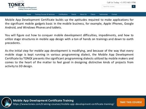 mobile app development certificate training