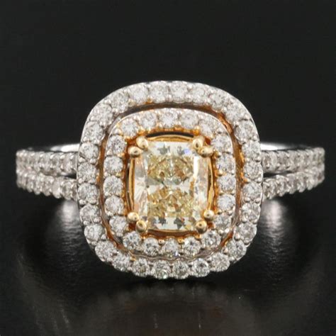 14k 155 Ctw Diamond Ring With Fancy Yellow Center Ebth