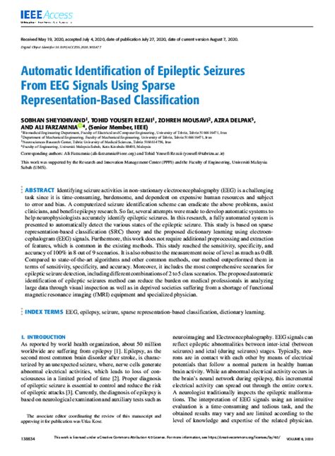 Pdf Automatic Identification Of Epileptic Seizures From Eeg Signals Using Sparse