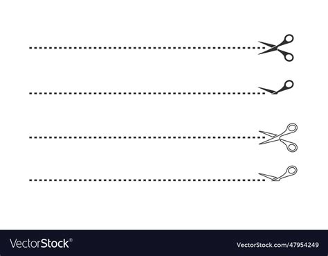 Set Black Scissors Cut Lines Royalty Free Vector Image