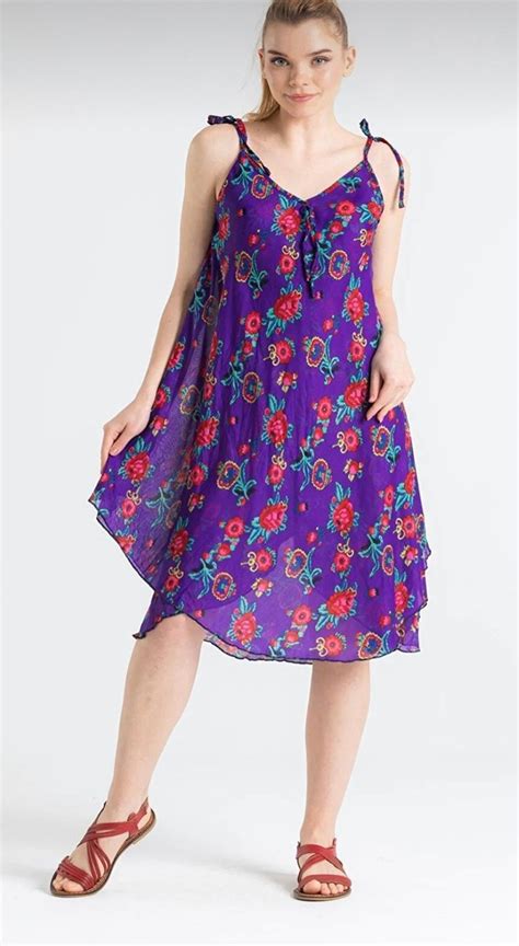 Summer Beach Dress Boho Floral Cotton Slip Wedding Beach Dress Boho