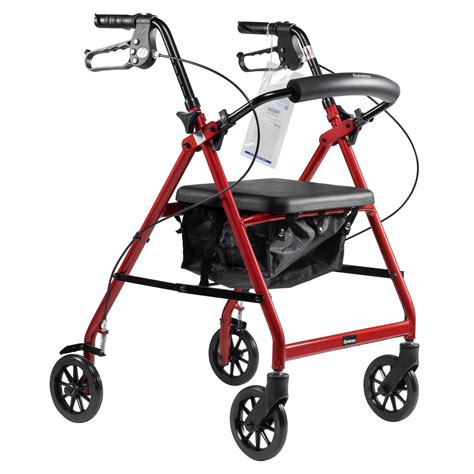 Dynarex Dynago Quad Rollator 6 Wheels Padded Seat Backrest Storage